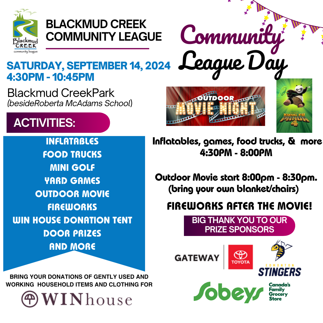 Community League Day and Outdoor Movie – Blackmud Creek